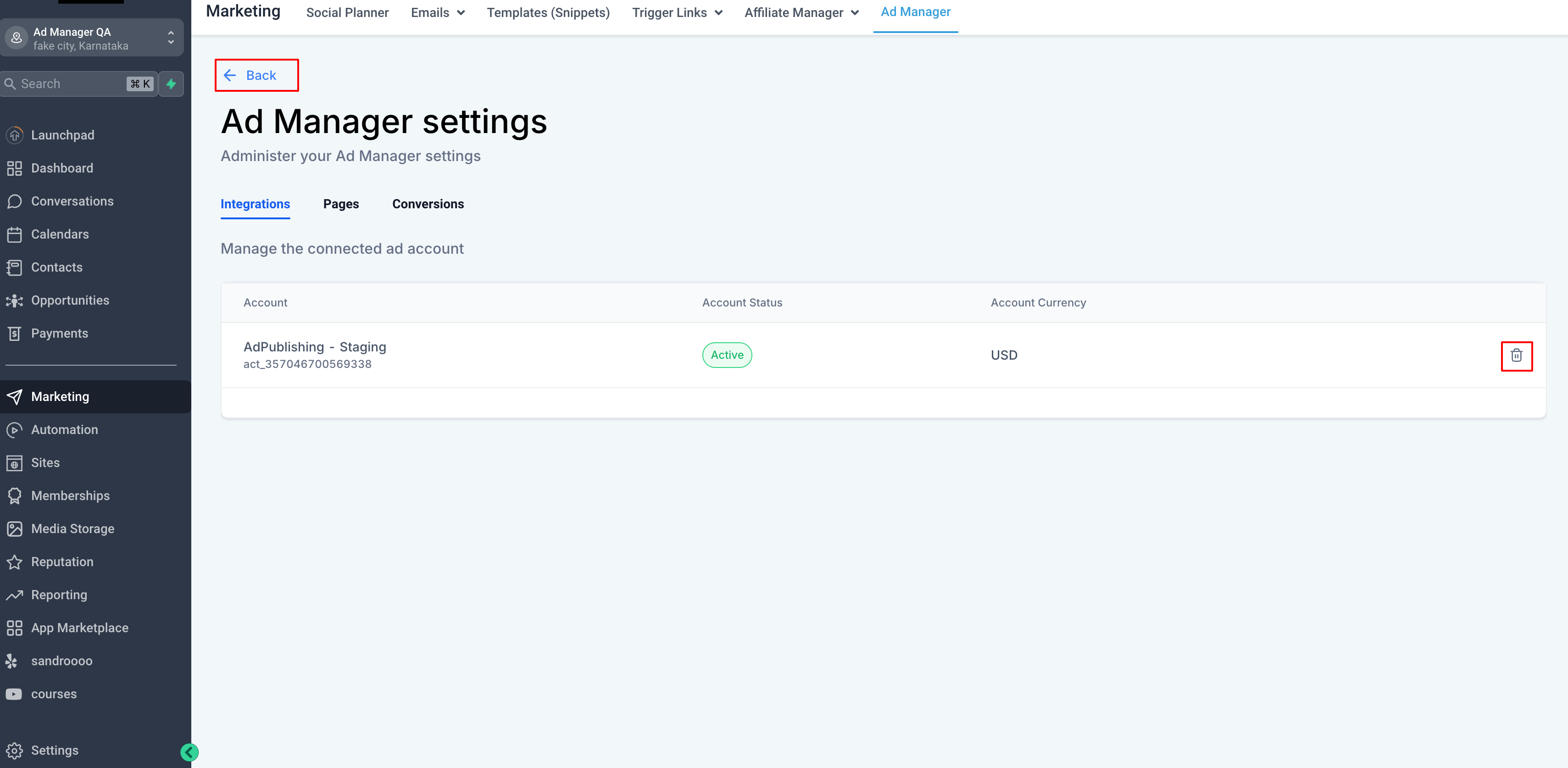 Ad Manager settings : HighLevel Support Portal