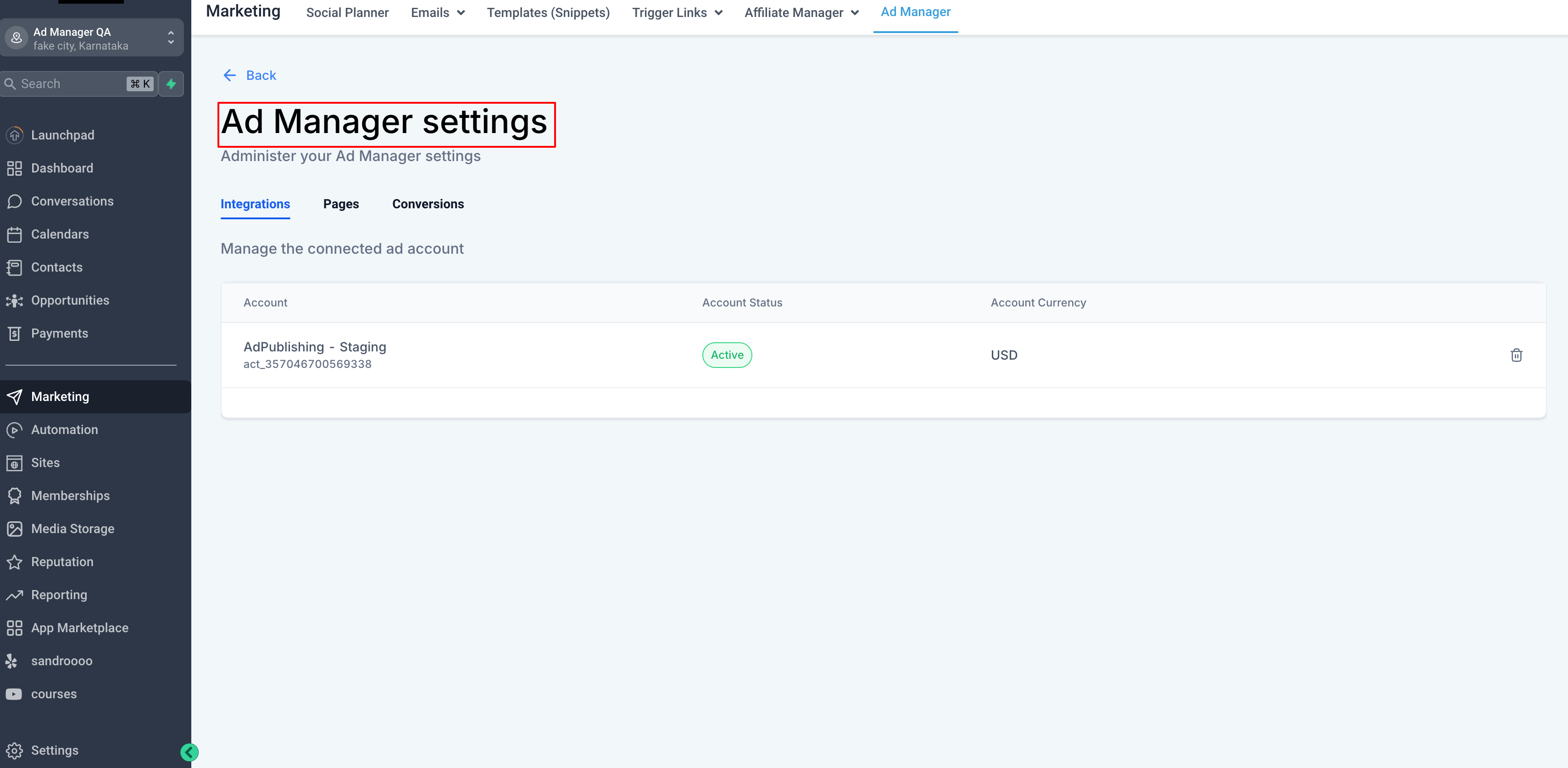 Ad Manager settings : HighLevel Support Portal